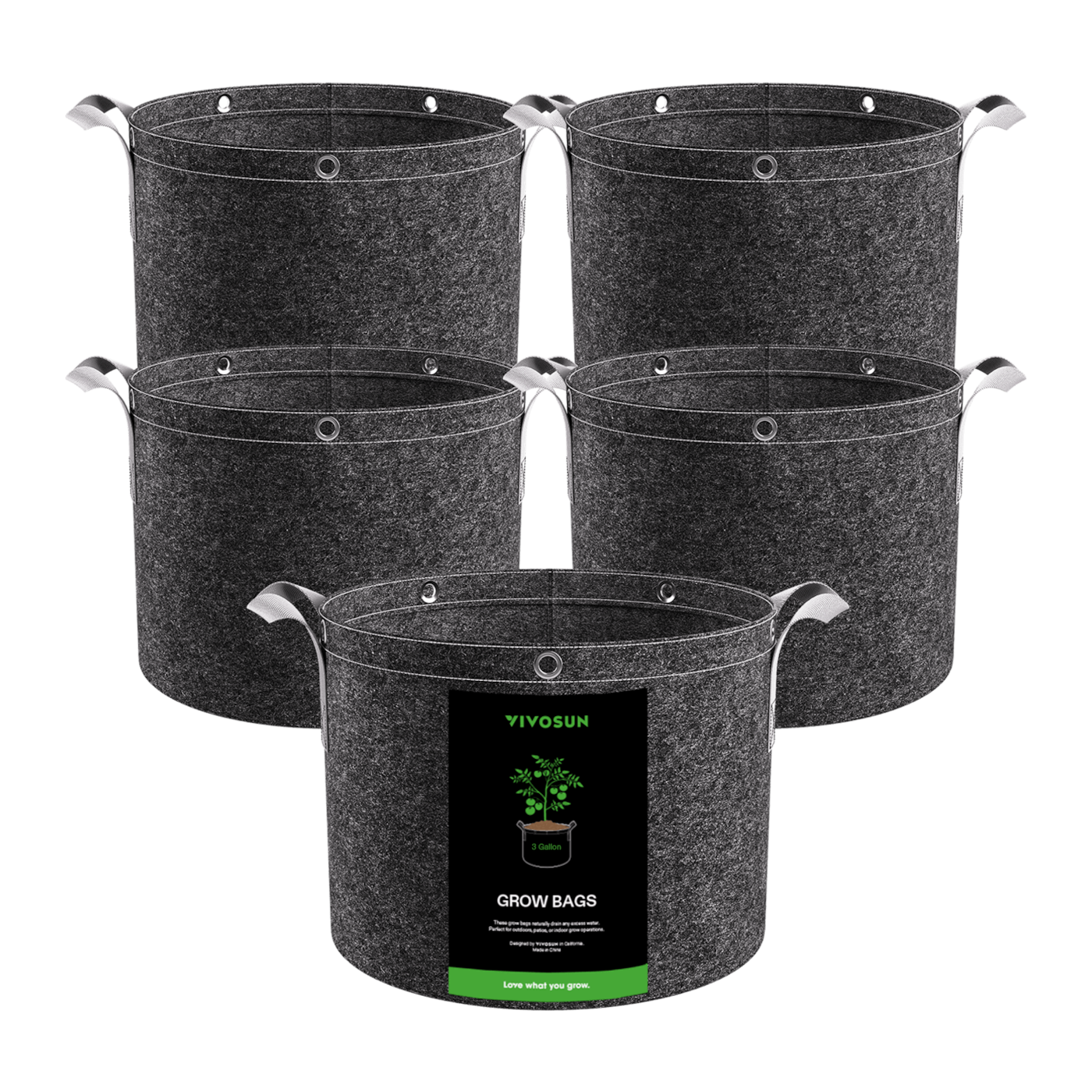 3 Gallon Grow Bags 5 Pack Black Thickened Nonwoven Fabric Pots With 3 Gallon Grow Bags 5 Pack Black Thickened Nonwoven Fabric Pots With