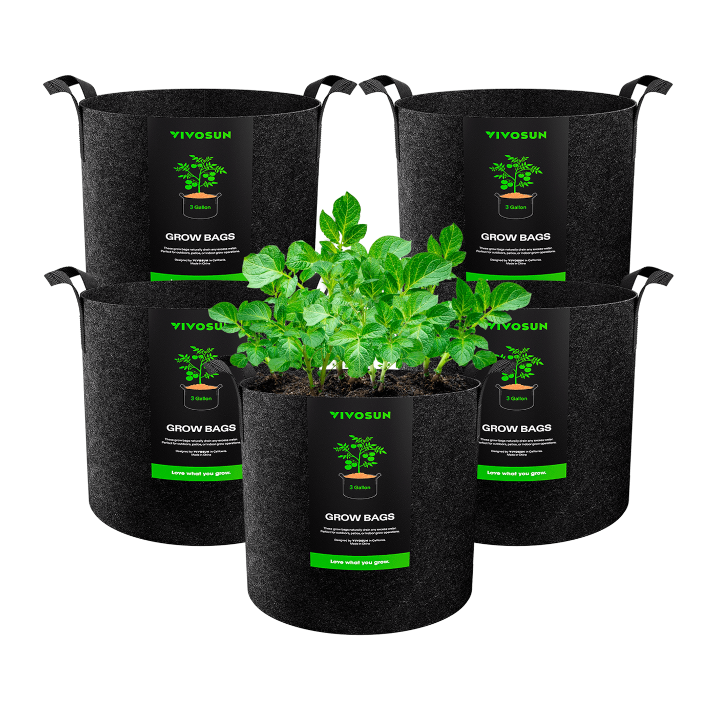Vivosun 3 Gallon Grow Bags 5 Pack Black Thickened Nonwoven Fabric Pots Vivosun 3 Gallon Grow Bags 5 Pack Black Thickened Nonwoven Fabric Pots