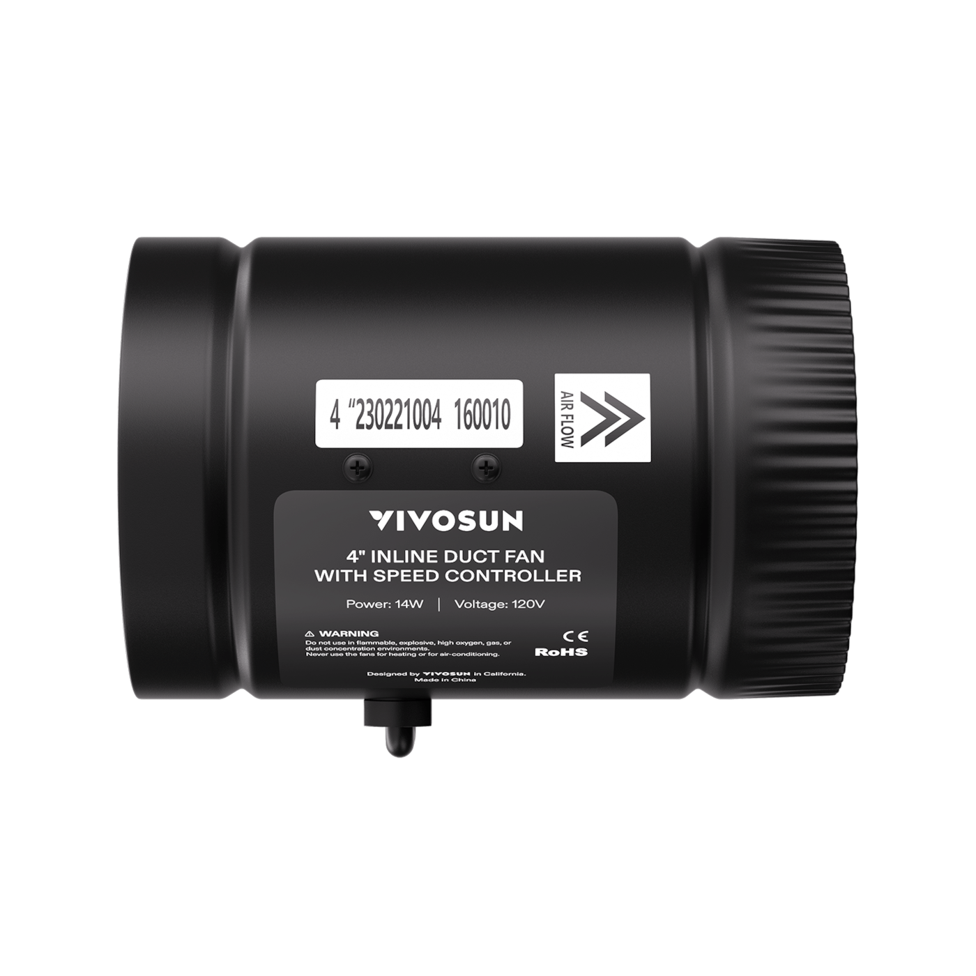 Inline Booster Duct Fan 4” 100 CFM, Black