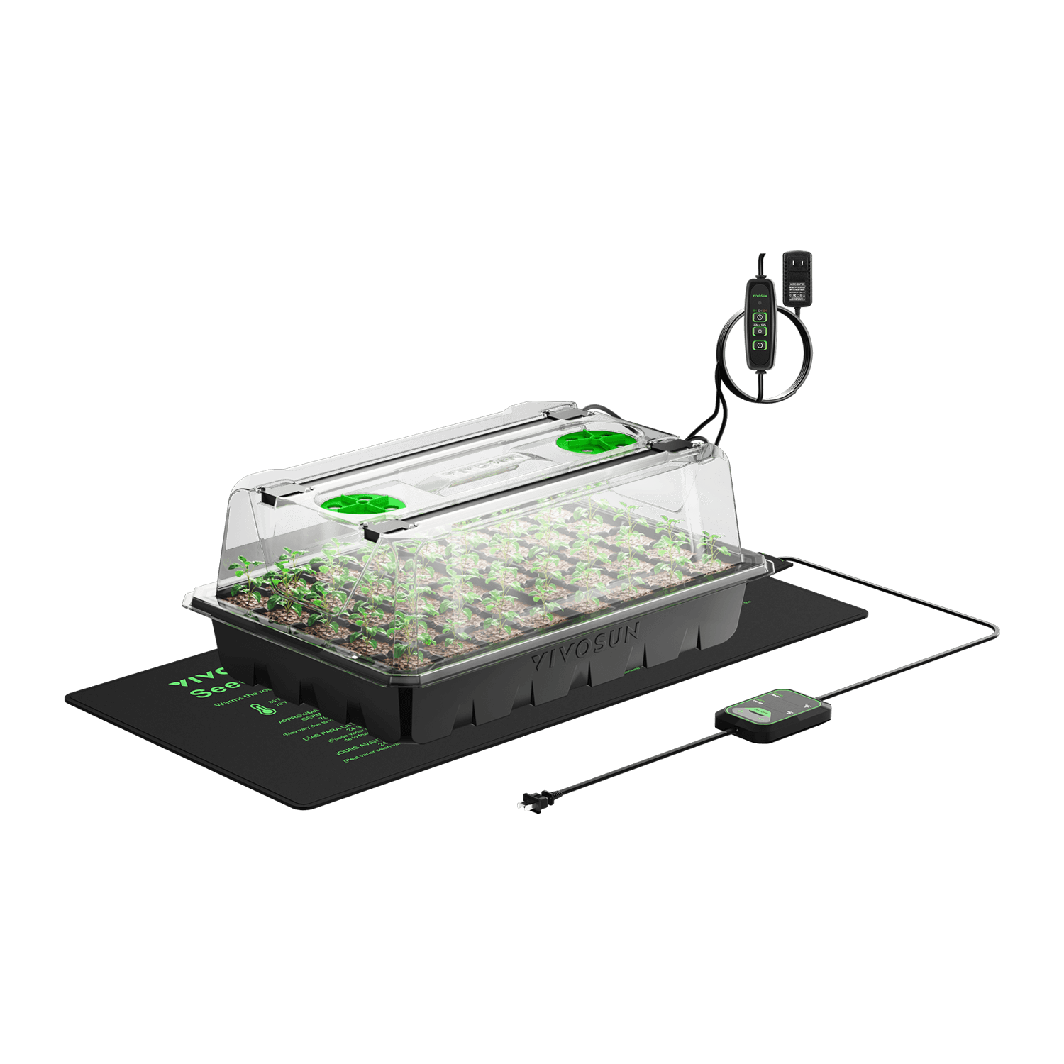 1-Pack 40-Cell Seed Starter Trays with 1 Set of LED Lights and 10"x20 ...