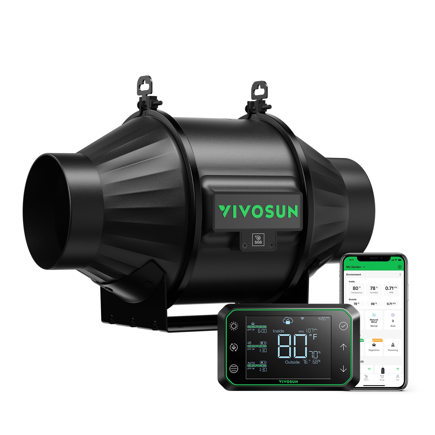 AeroZesh T6 Inline Fan 6″ with E42A Temp. Humidity WiFi Controller, PWM ...