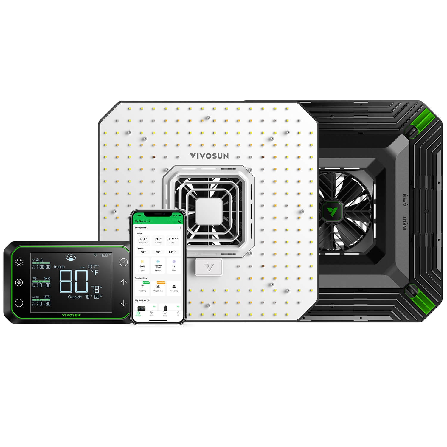 VIVOSUN Smart Grow System with 4x AeroLight 100W LED Grow Light and ...