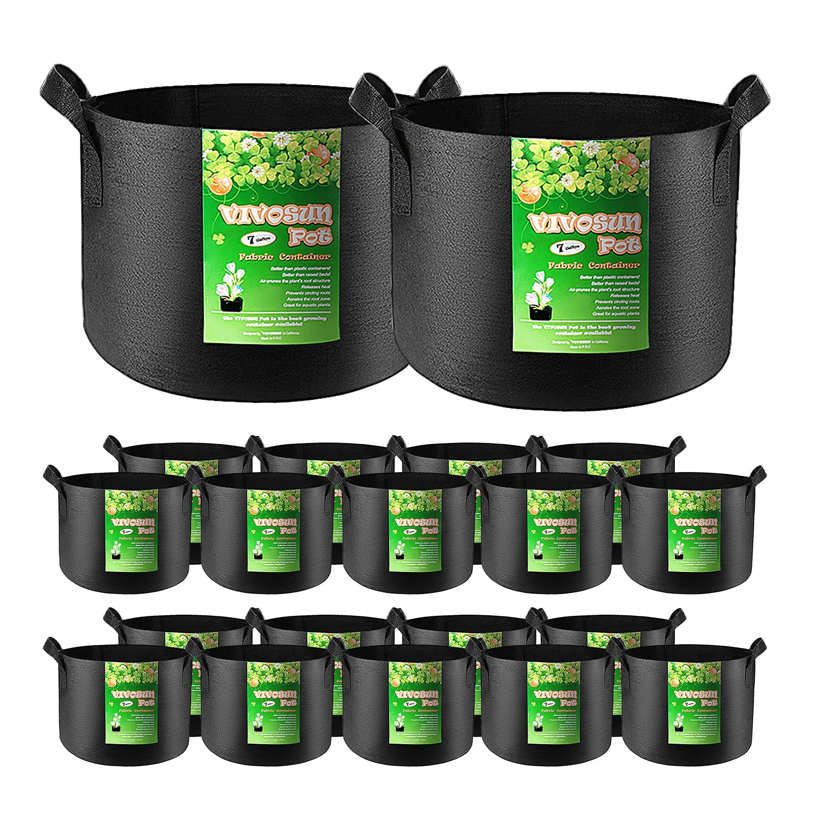 VIVOSUN 20 Pack 3 Gallon Grow Bags Heavy Duty Thickened Nonwoven vivosun-20-pack-3-gallon-grow-bags-heavy-duty-thickened-nonwoven
